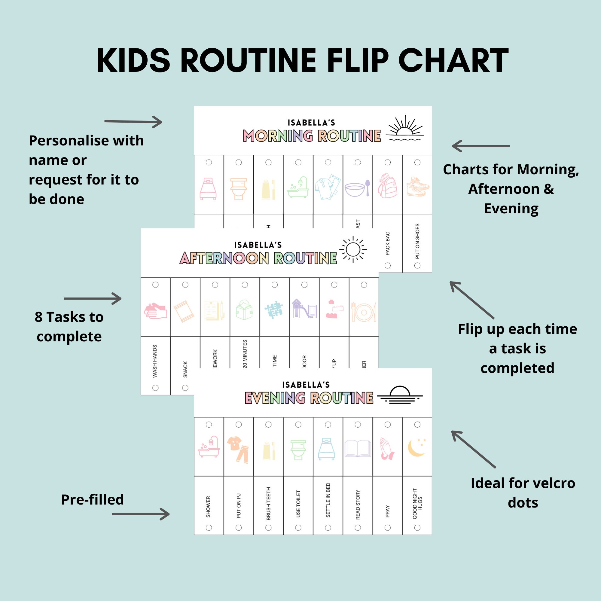 Kids Routine Flip Chart Morning Routine Bedtime Routine After School ...