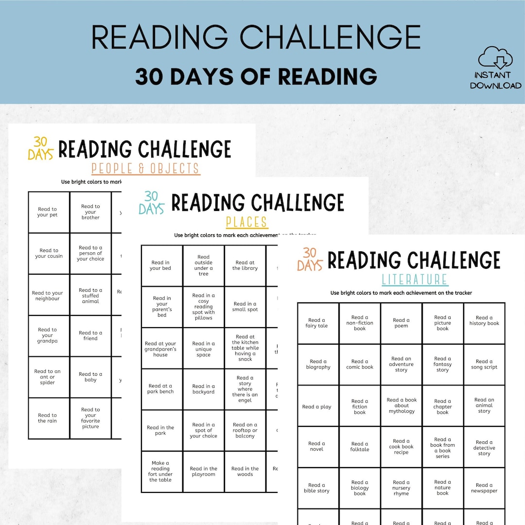 Kids Reading Challenge Printable Kids Reading Chart Daily Reading Home ...