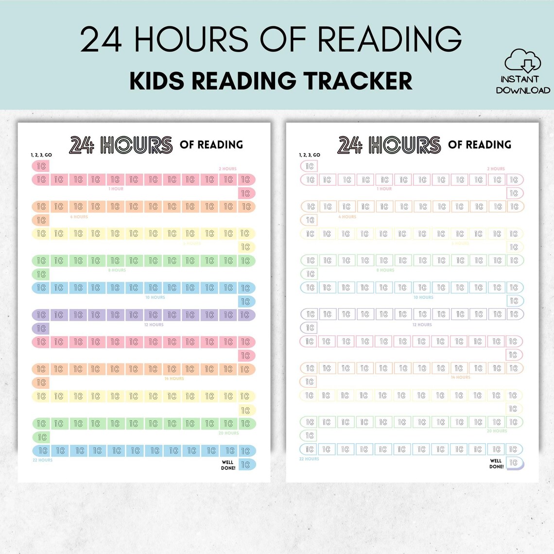 Reading Chart Tracker | Reading Log Printable | 24 Hours of Reading ...