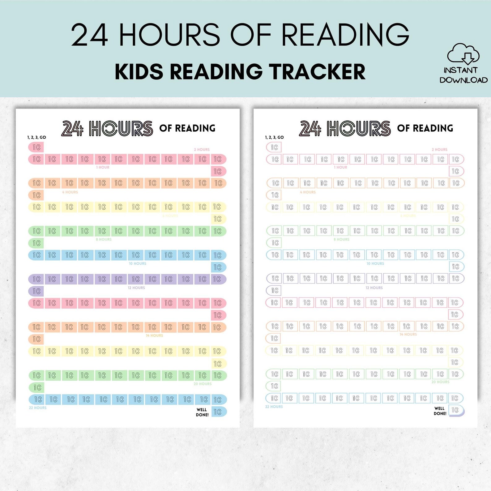 Reading Chart Tracker | Reading Log Printable | 24 Hours of Reading ...