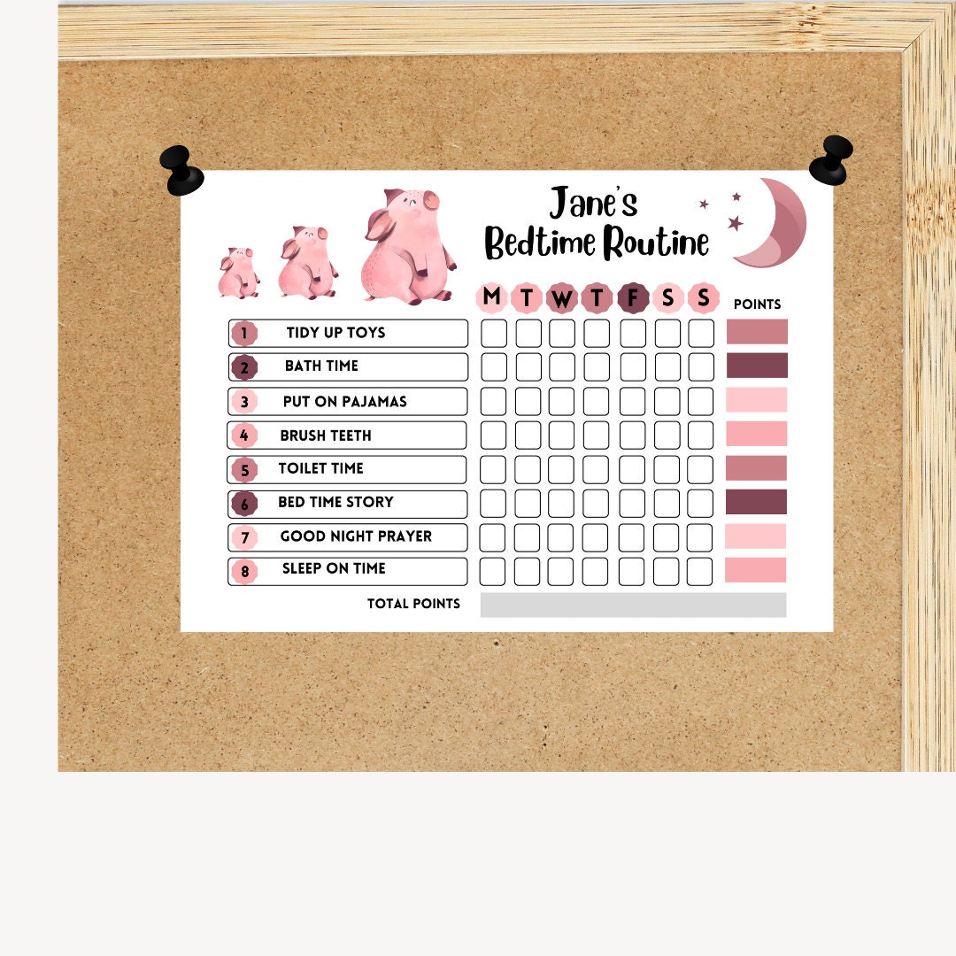 Kids Bedtime Routine Chart Customizable Bedtime Schedule Kids Bedtime ...