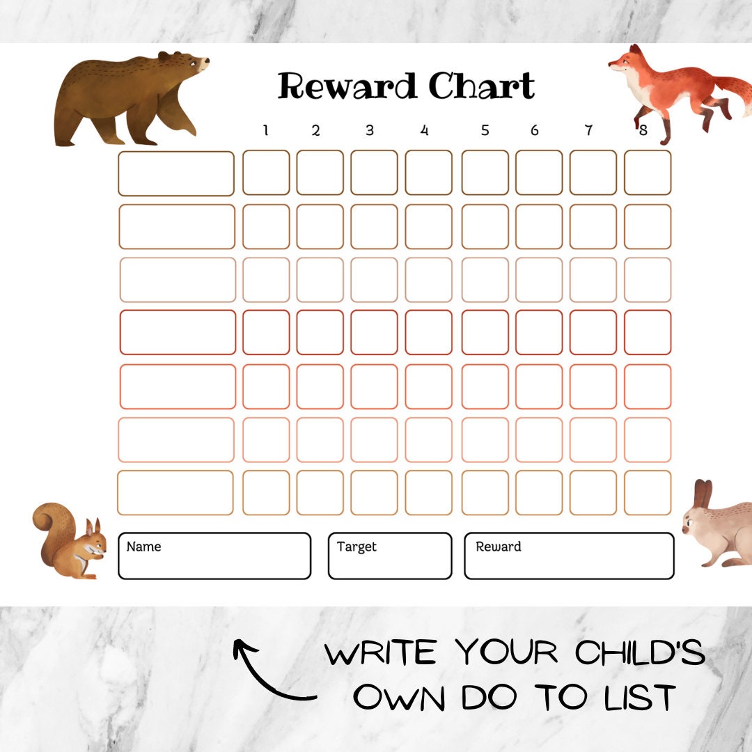 Kids Reward Chart Multiple Kids Reward Chart Editable & - Etsy
