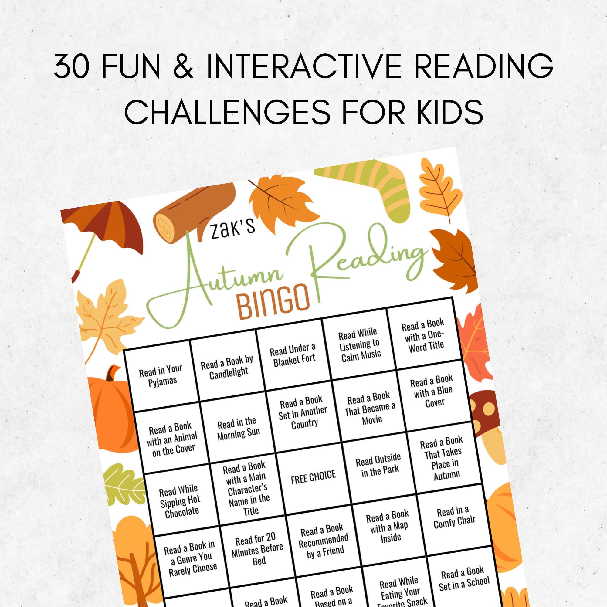 Autumn Reading Bingo| Printable Kids Reading Bingo | Daily Reading ...