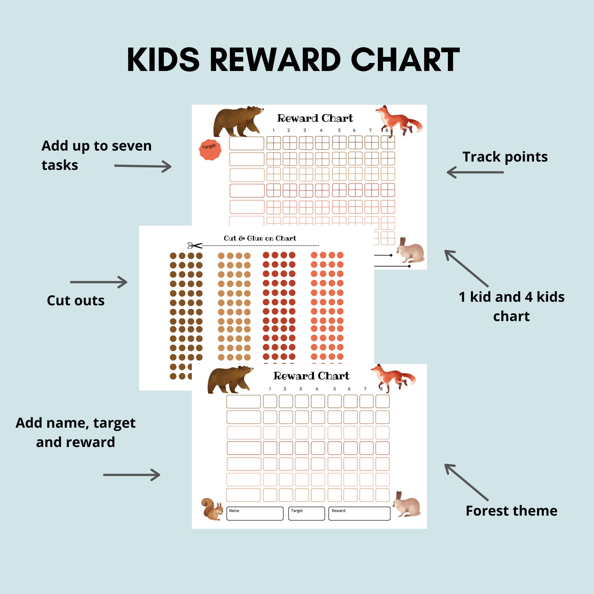 Kids Reward Chart Multiple Kids Reward Chart Editable & Printable ...
