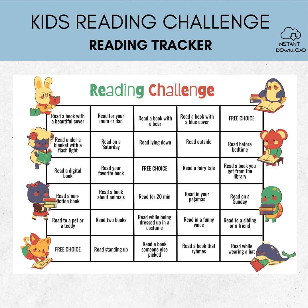 Kids’ Reading Challenge | Printable Kids Reading Chart | Daily Reading ...