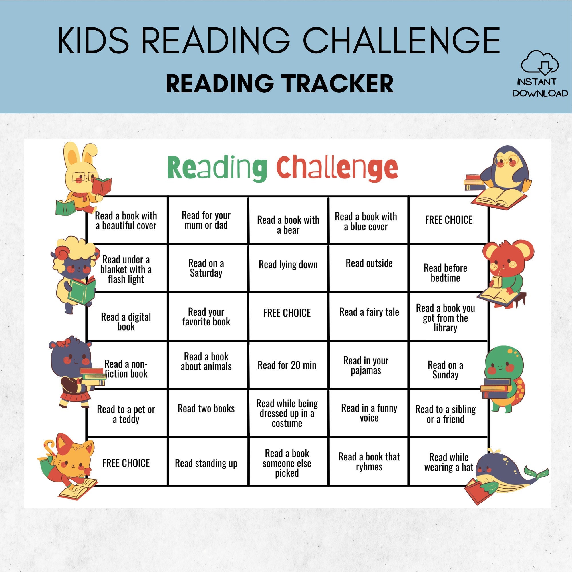Kids’ Reading Challenge | Printable Kids Reading Chart | Daily Reading ...