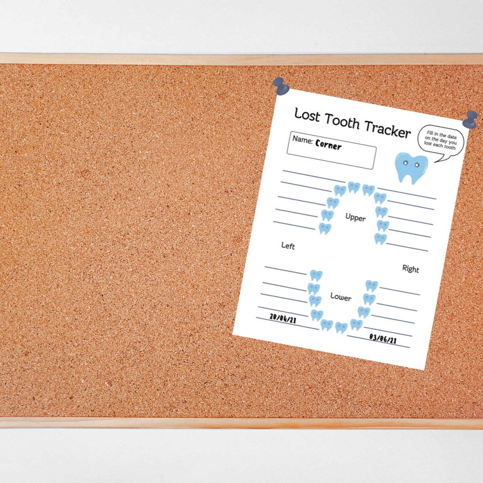 Kids Lost Tooth Tracker Children's Lost Tooth Chart - Etsy