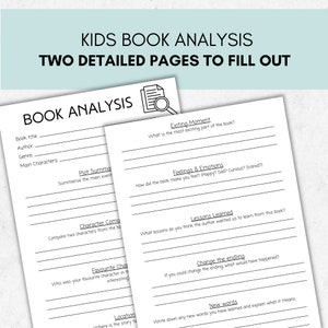 Educational Kids Book Analysis | Book Analysis Template | Kids Book ...
