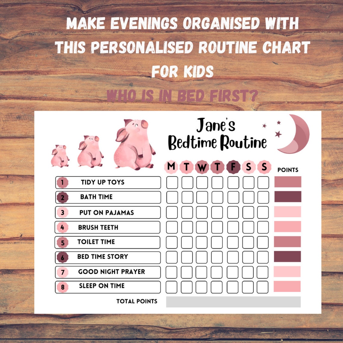 Kids Bedtime Routine Chart Customizable Bedtime Schedule | Etsy