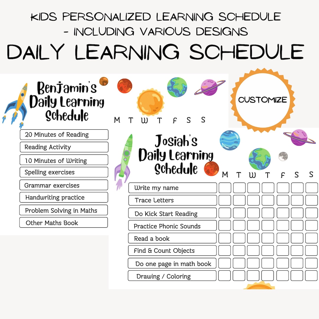 Daily Learning Schedule Printable Kids Reading Chart Daily - Etsy