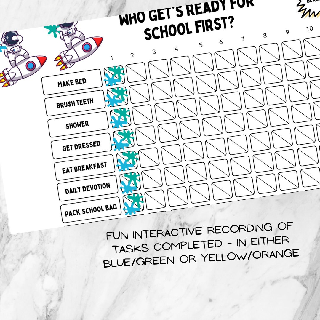 Getting Ready for School Chart Competition Chart - Etsy