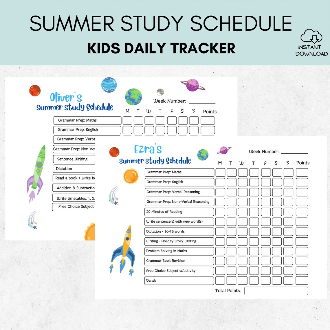 Kids Summer Study Schedule Printable Kids Schedule Daily Learning ...