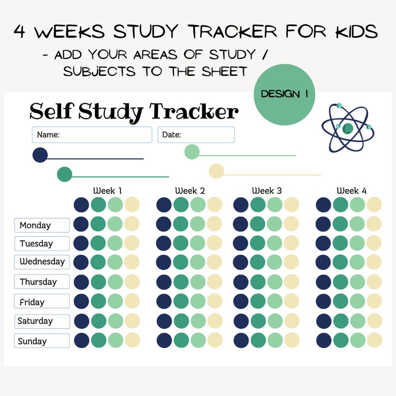 Kids Study Tracker & Planner Study Checklist Chart (Download Now) - Etsy