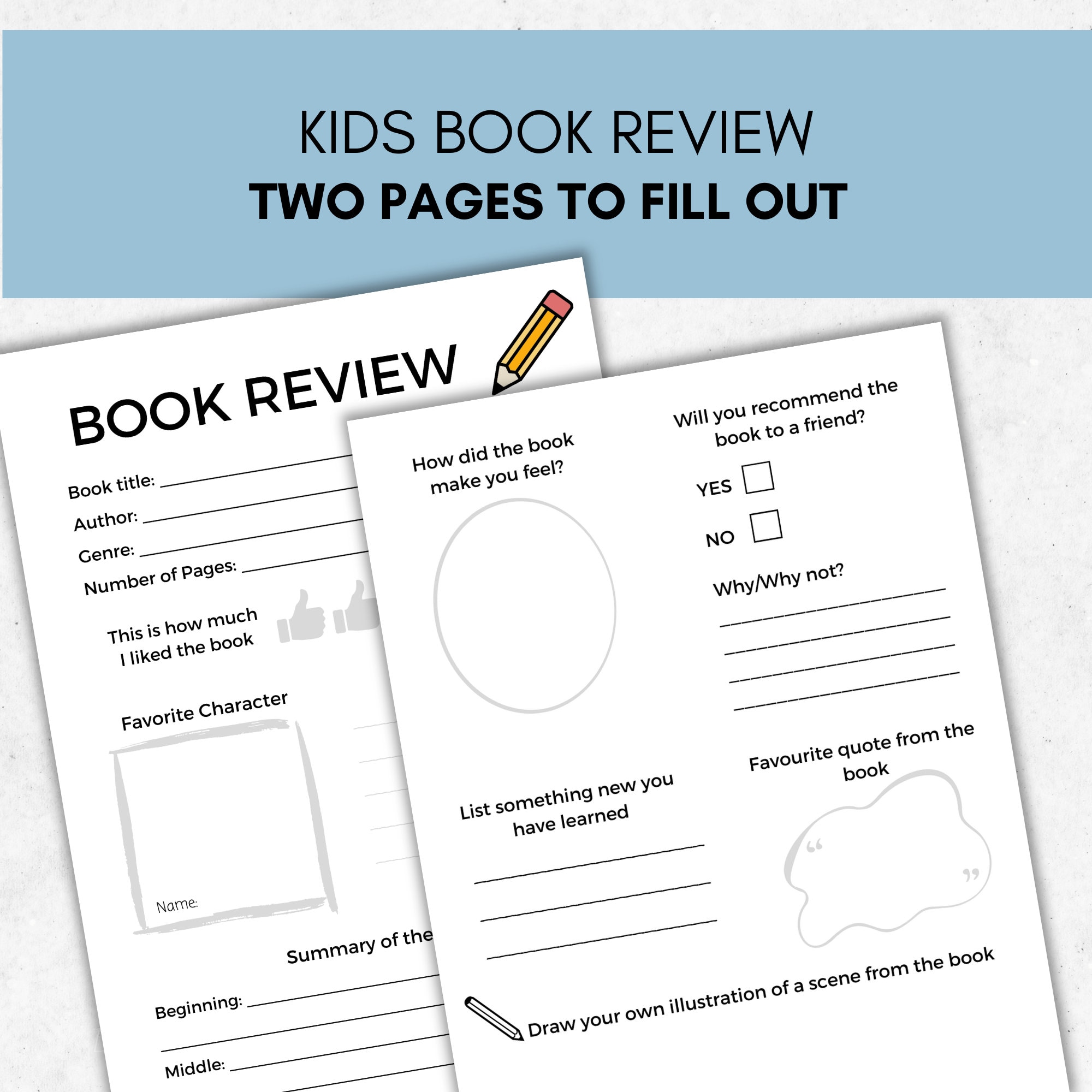 Educational Kids Book Review Book Review Template Kids Activity Sheet ...