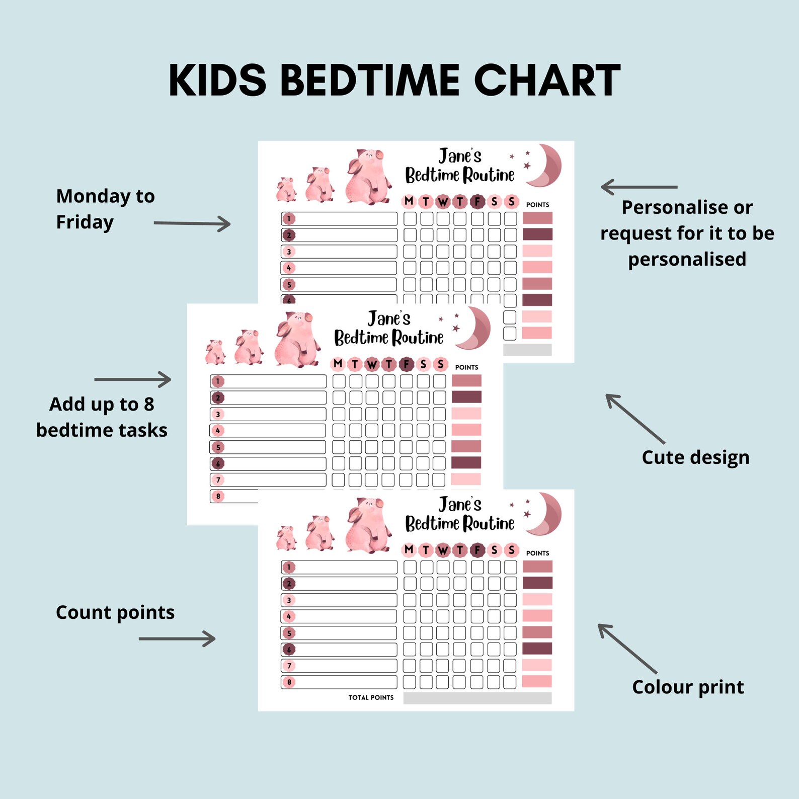 Kids Bedtime Routine Chart | Customizable Bedtime Schedule | Kids ...