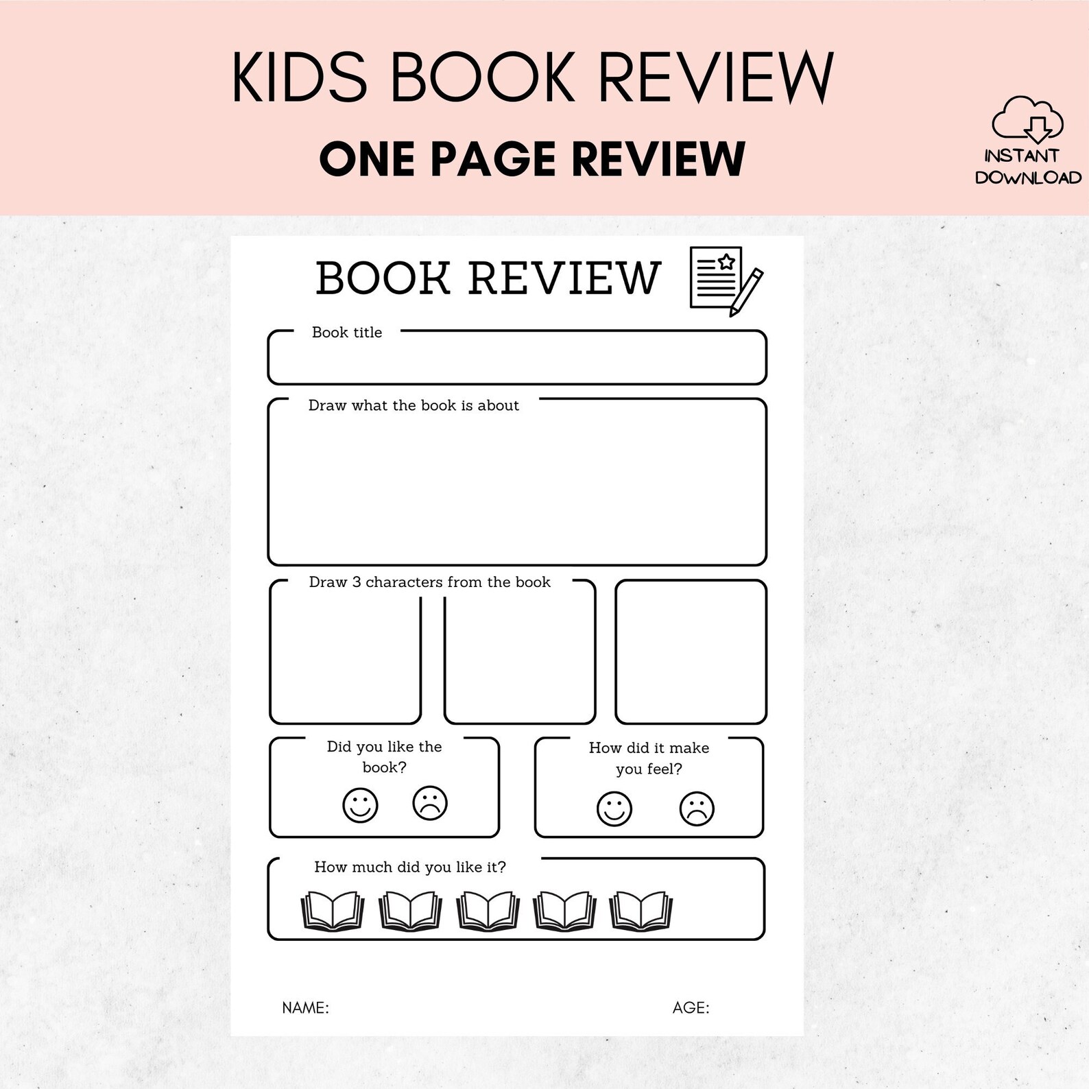 Educational Kids Book Review | Book Review Template | Kids Activity ...