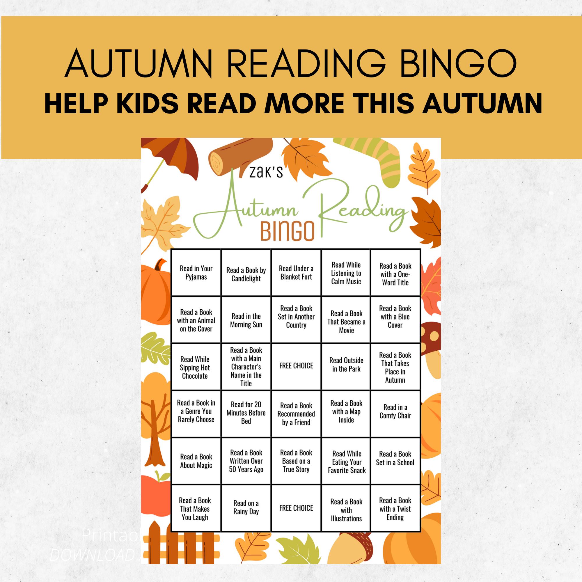 Autumn Reading Bingo| Printable Kids Reading Bingo | Daily Reading ...