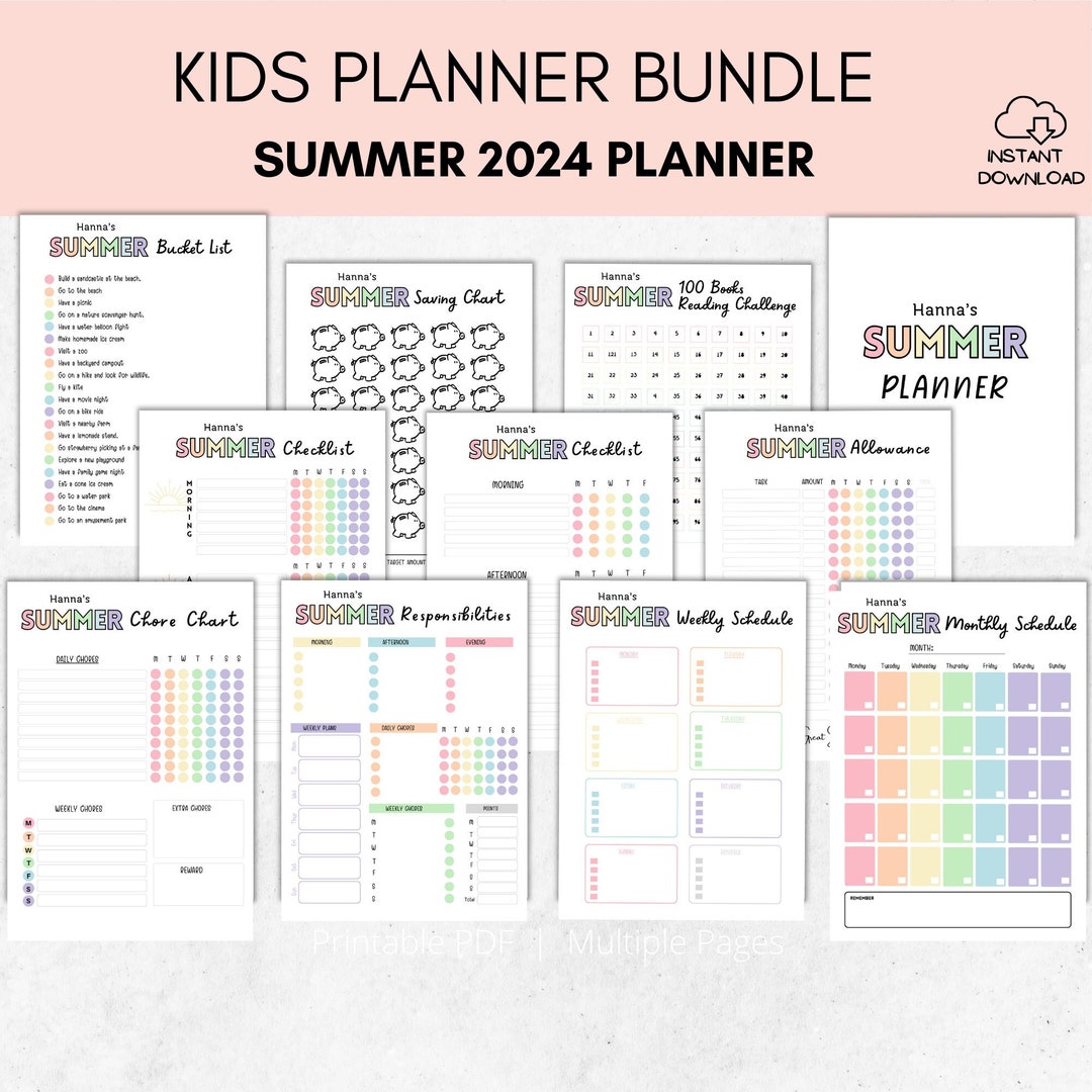 SUMMER 2024 Planner Bundle Summer Calendar Summer Checklist Summer ...