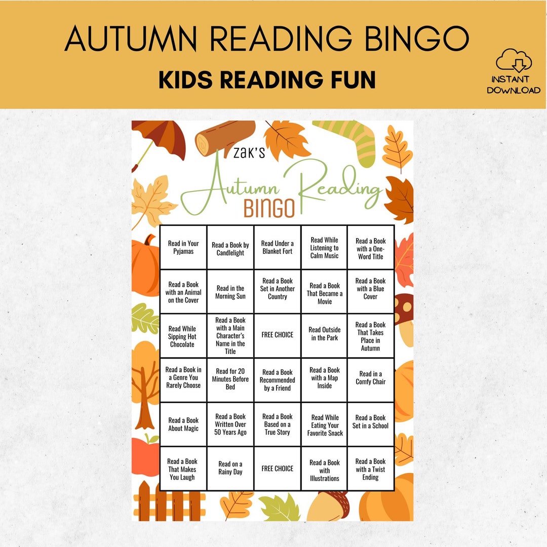 Autumn Reading Bingo| Printable Kids Reading Bingo | Daily Reading ...
