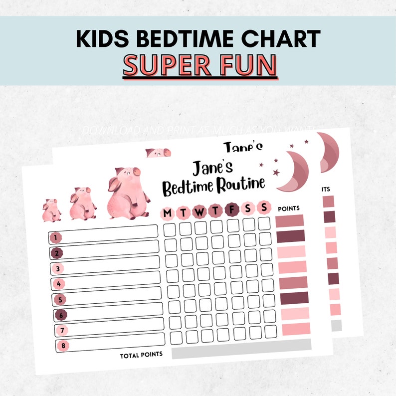 Kids Bedtime Routine Chart | Customizable Bedtime Schedule | Kids ...
