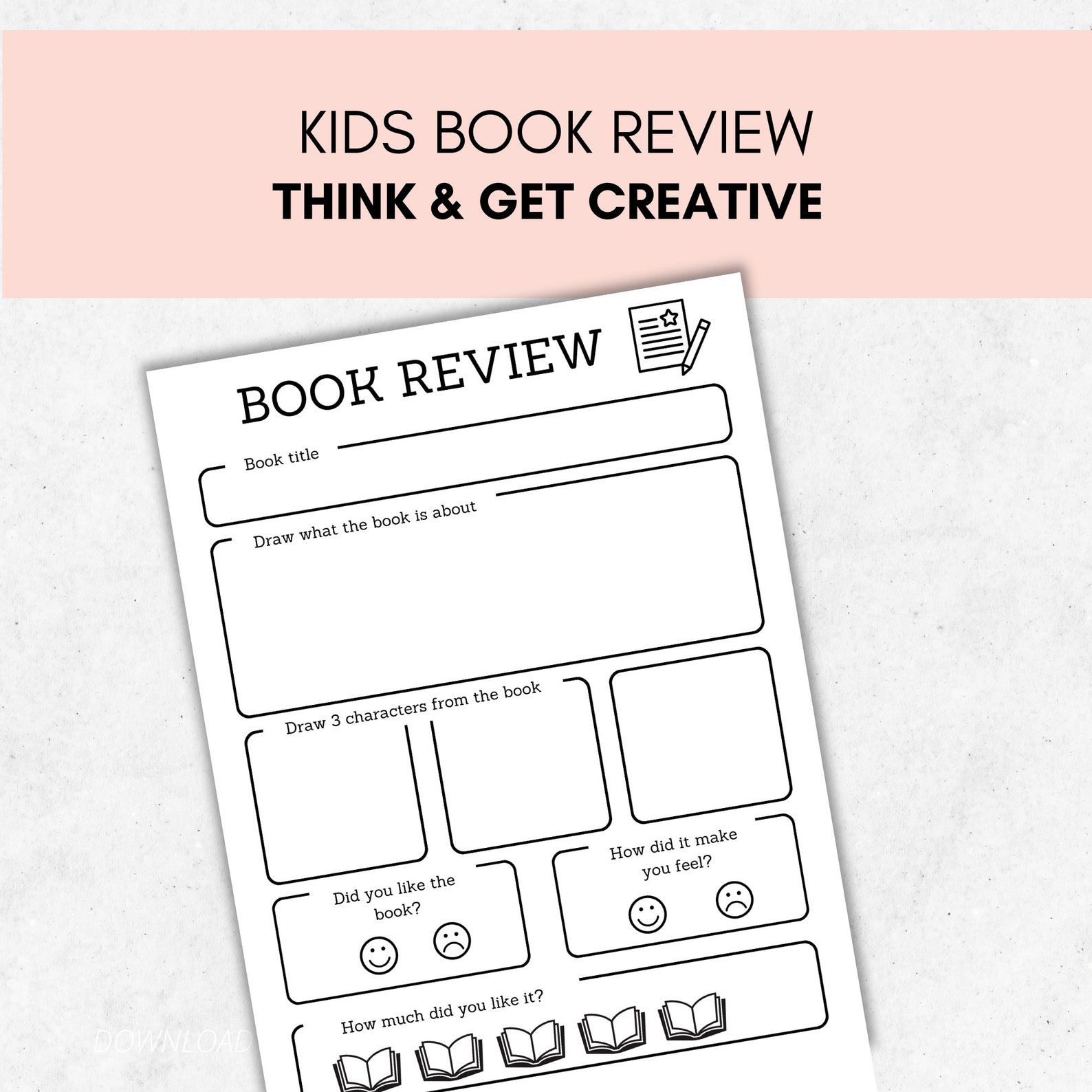 Educational Kids Book Review | Book Review Template | Kids Activity ...