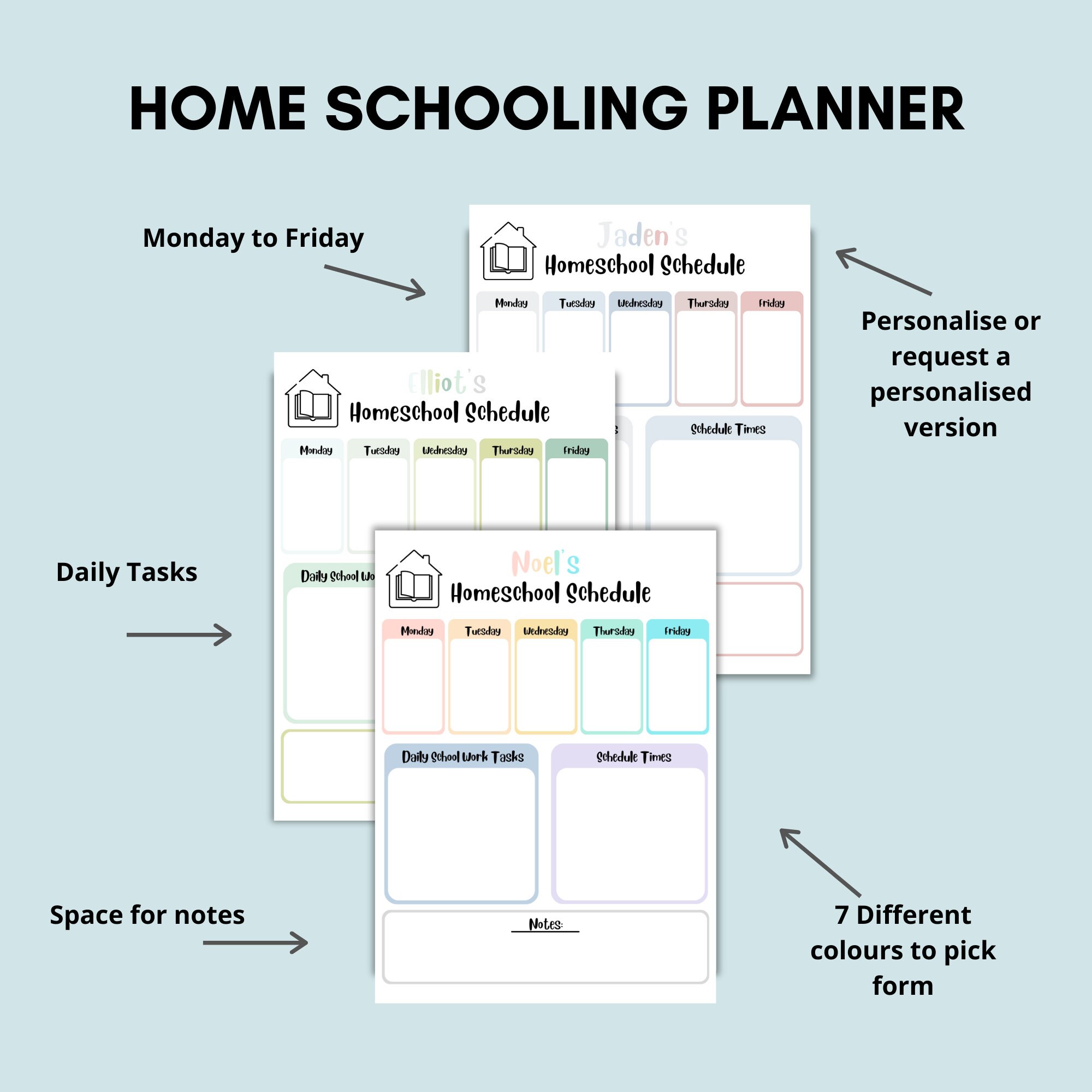 Kids Homeschool Schedule Kids Learning Planner Homeschooling Schedule ...