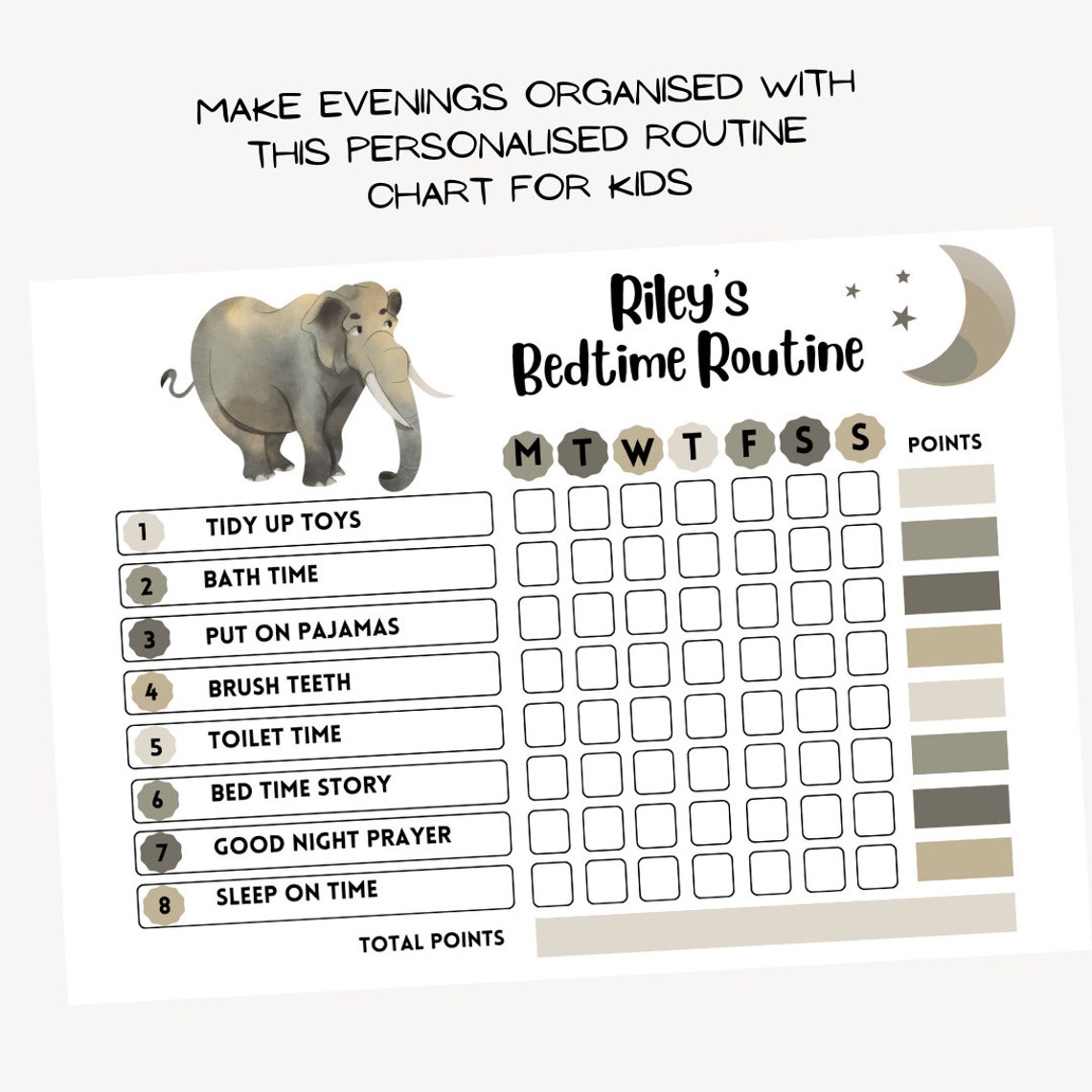Kids Bedtime Routine Chart Customizable Bedtime Schedule - Etsy Canada