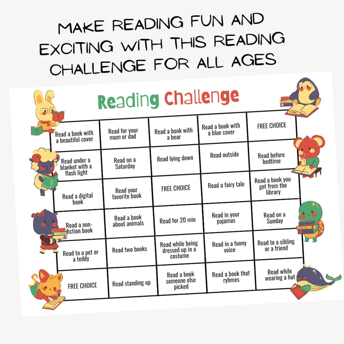 Kids Reading Challenge Printable Kids Reading Chart Daily Reading Home ...