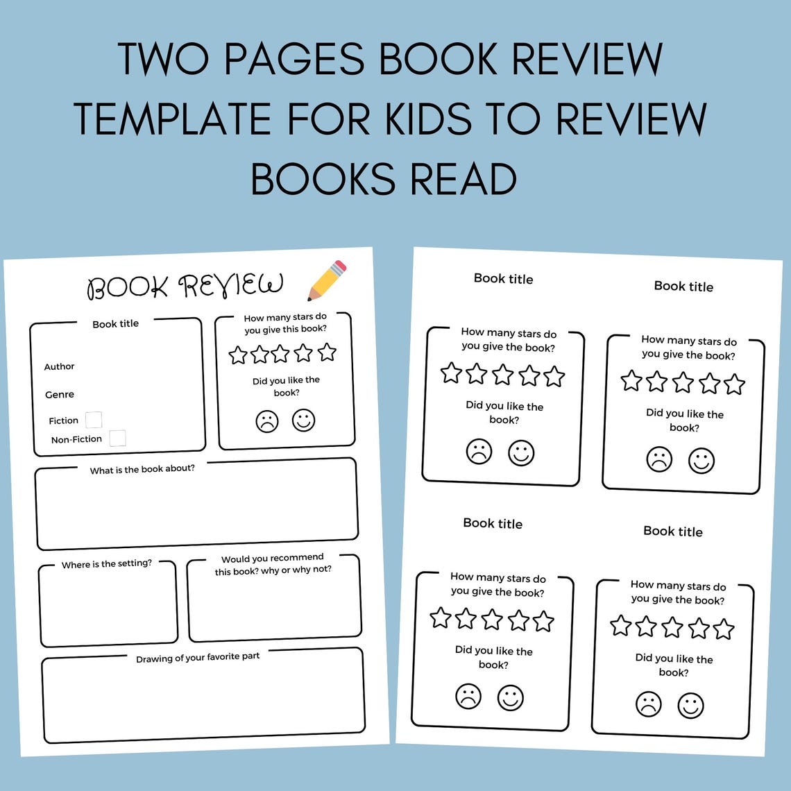 Educational Kids Book Review | Book Review Template | Kids Activity ...
