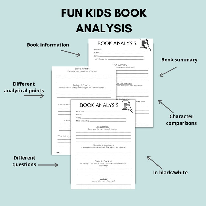 Educational Kids Book Analysis | Book Analysis Template | Kids Book ...