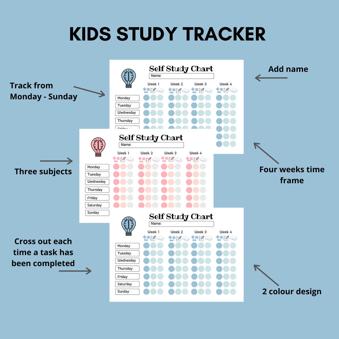 Kids Study Tracker & Planner | Study Checklist Chart | Printable Study ...
