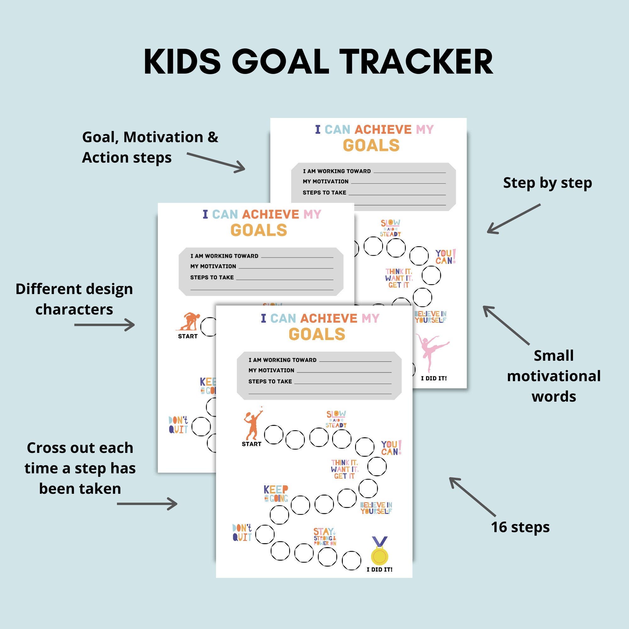 Kids Goal Manager and Tracker Chart | Printable Goal Manager and ...