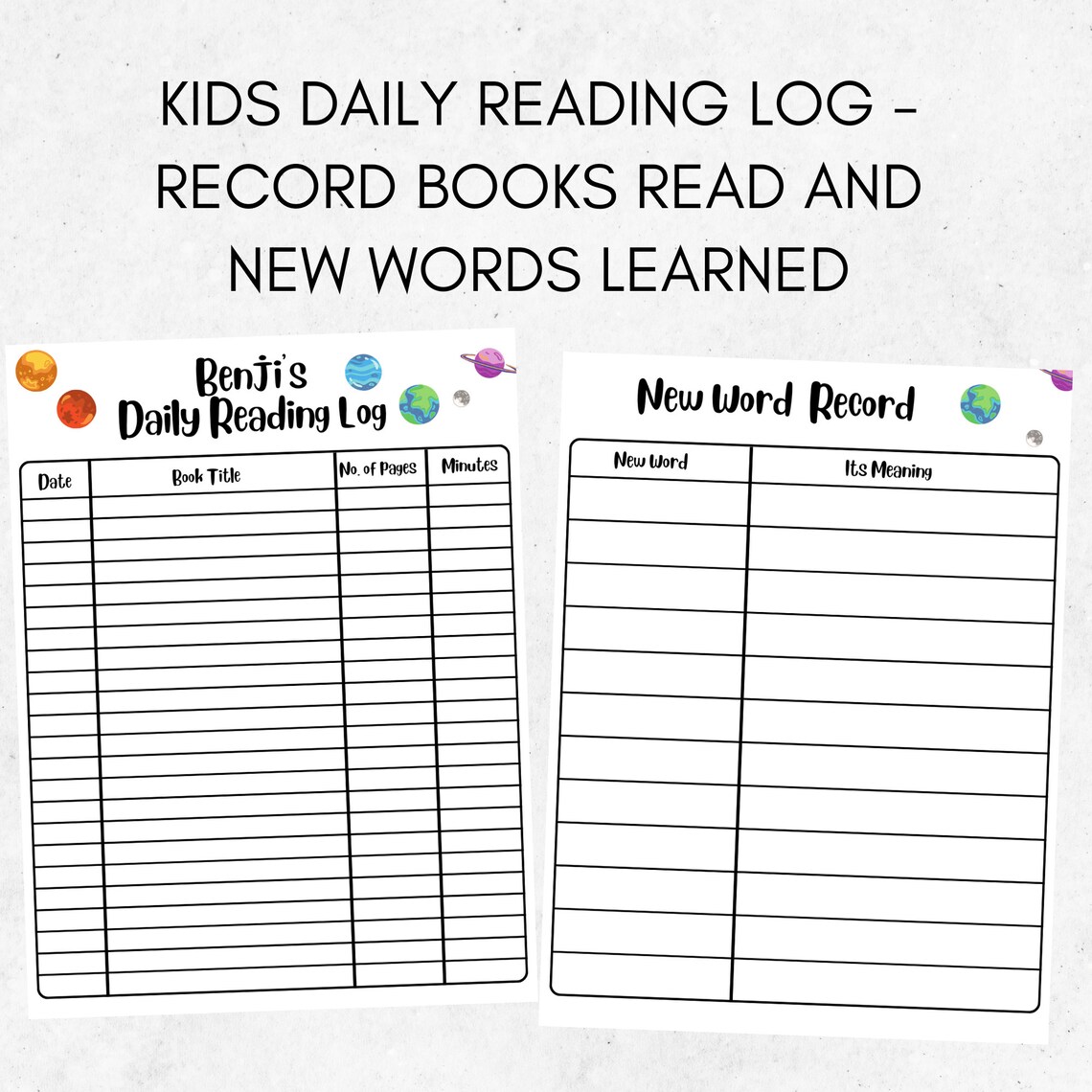 Kids Reading Log | Personalized Kids Reading Chart | Daily Reading ...