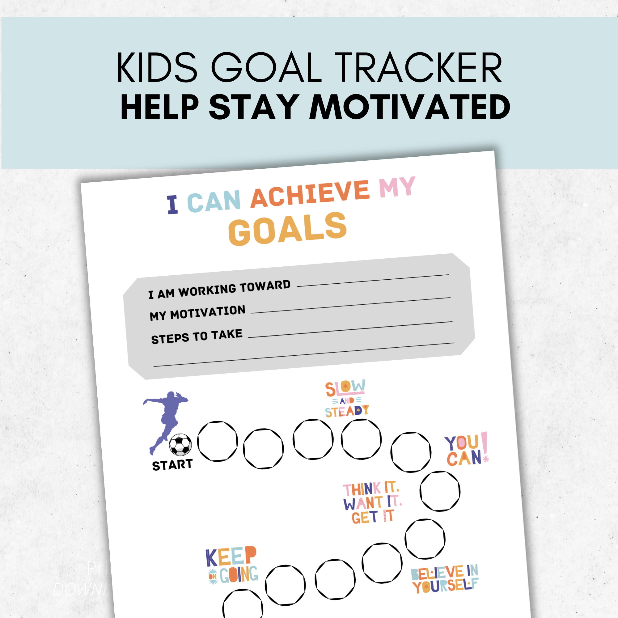 Kids Goal Manager and Tracker Chart | Printable Goal Manager and ...