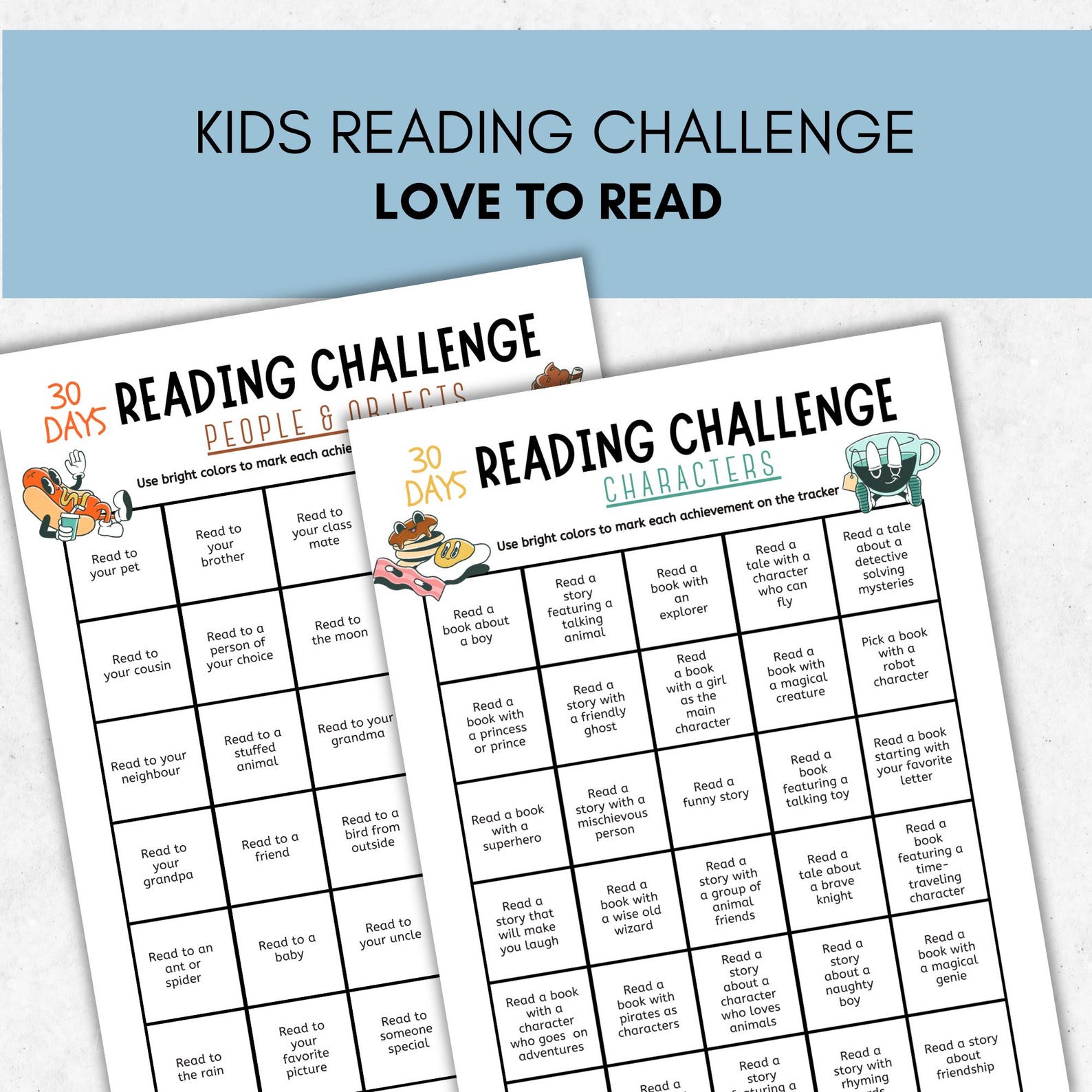 Kids’ Reading Challenge | Printable Kids Reading Chart | Daily Reading ...