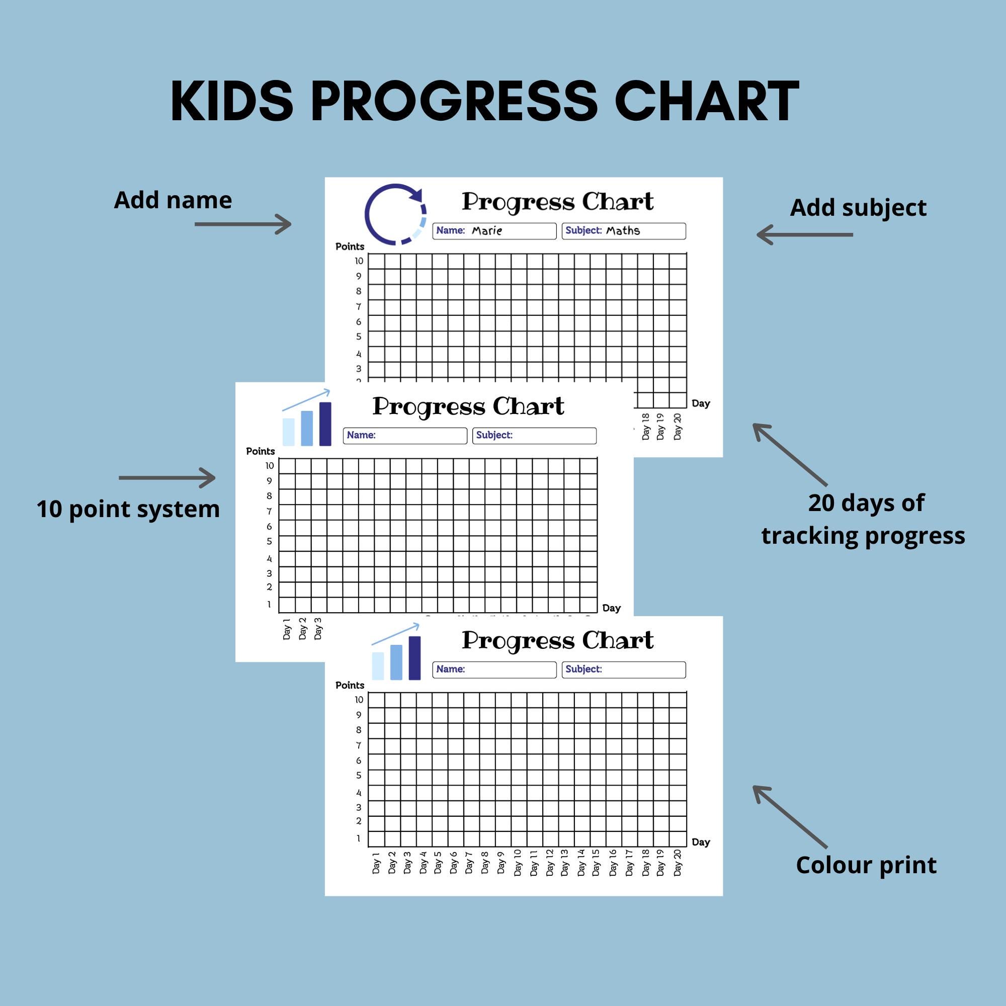 Printable Kids Learning Progress Chart: Homeschool Tracker (instant ...