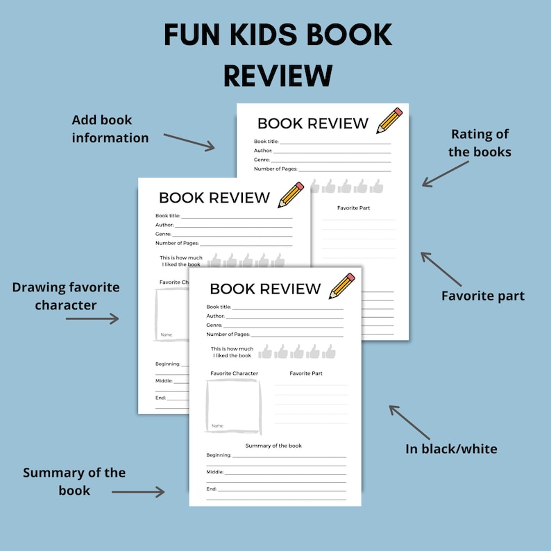 Educational Kids Book Review | Book Review Template | Kids Activity ...