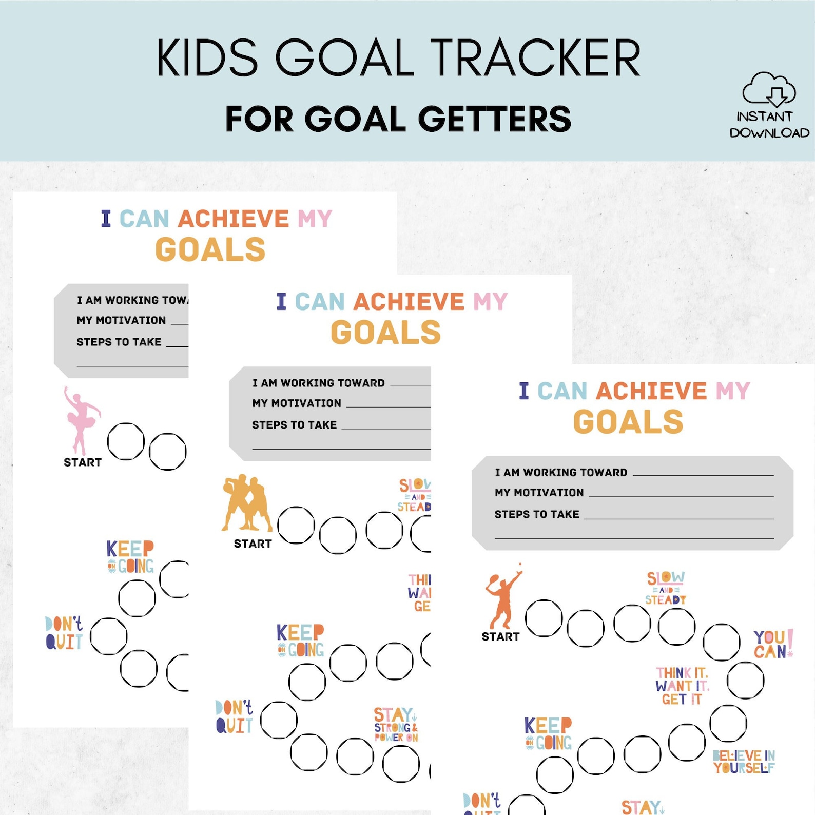Kids Goal Manager and Tracker Chart | Printable Goal Manager and ...