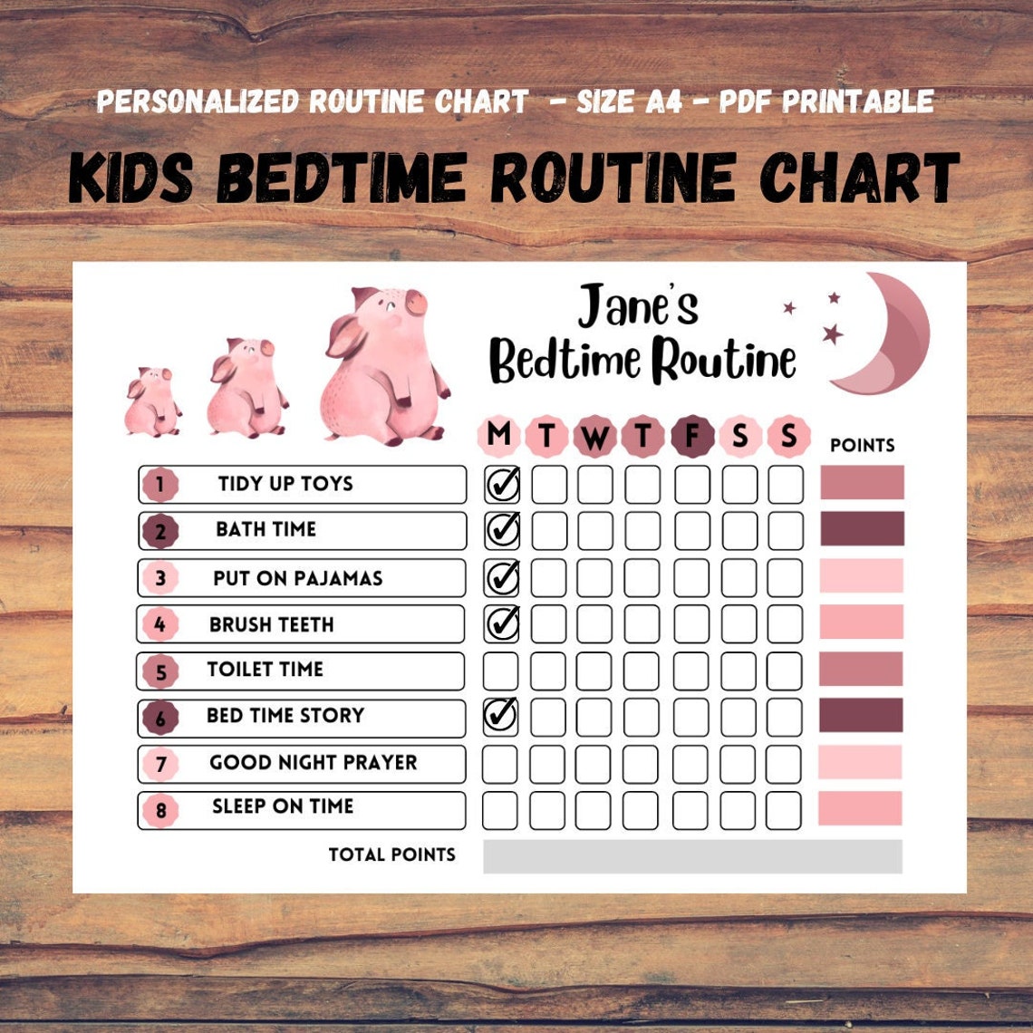Kids Bedtime Routine Chart Customizable Bedtime Schedule | Etsy