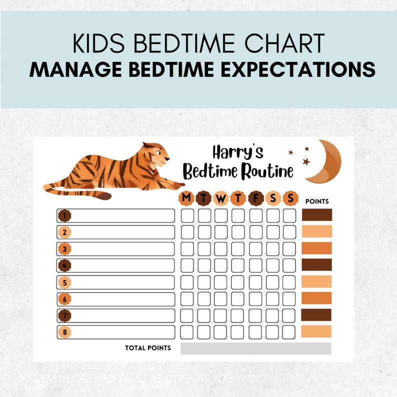 Kids Bedtime Routine Chart | Customizable Bedtime Schedule | Kids ...