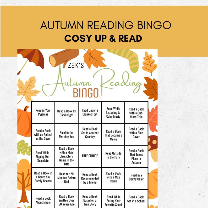 Autumn Reading Bingo| Printable Kids Reading Bingo | Daily Reading ...
