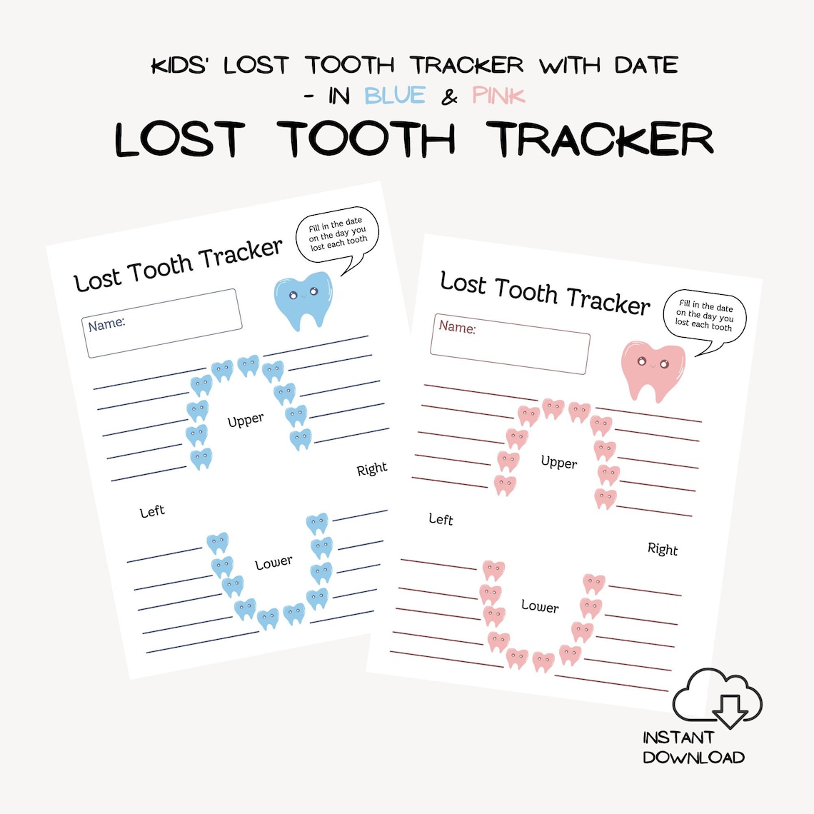 Kids Lost Tooth Tracker Children's Lost Tooth Chart - Etsy