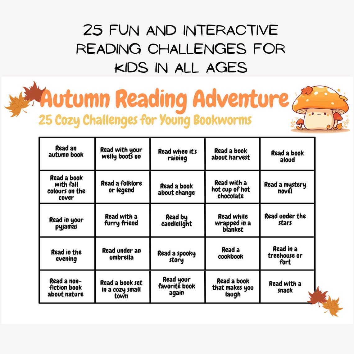 Kids Autumn Reading Adventure Printable Kids Reading Chart Daily ...