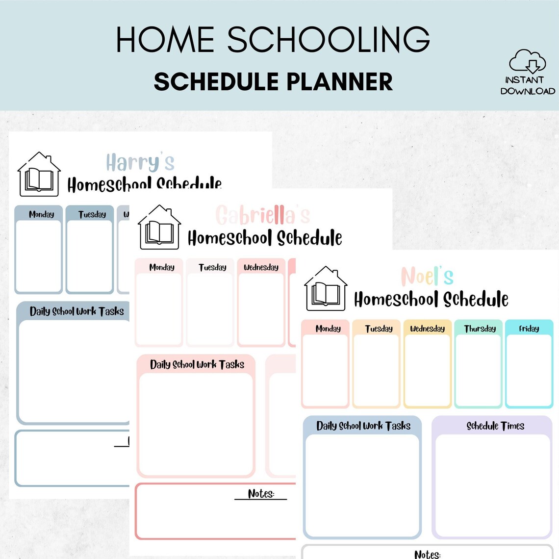 Kids Homeschool Schedule Kids Learning Planner Homeschooling Schedule ...