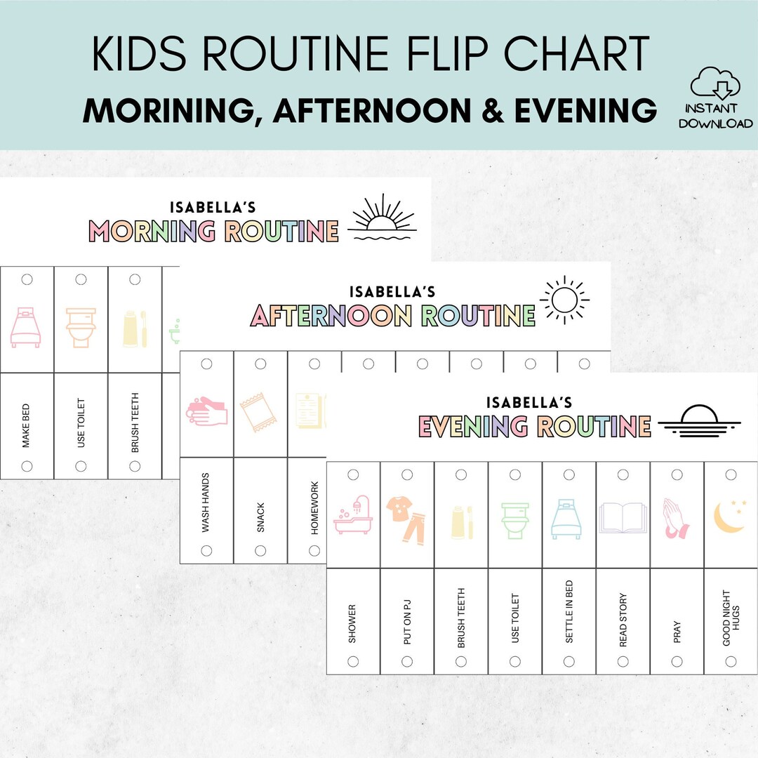 Kids Routine Flip Chart | Morning Routine | Bedtime Routine | After ...