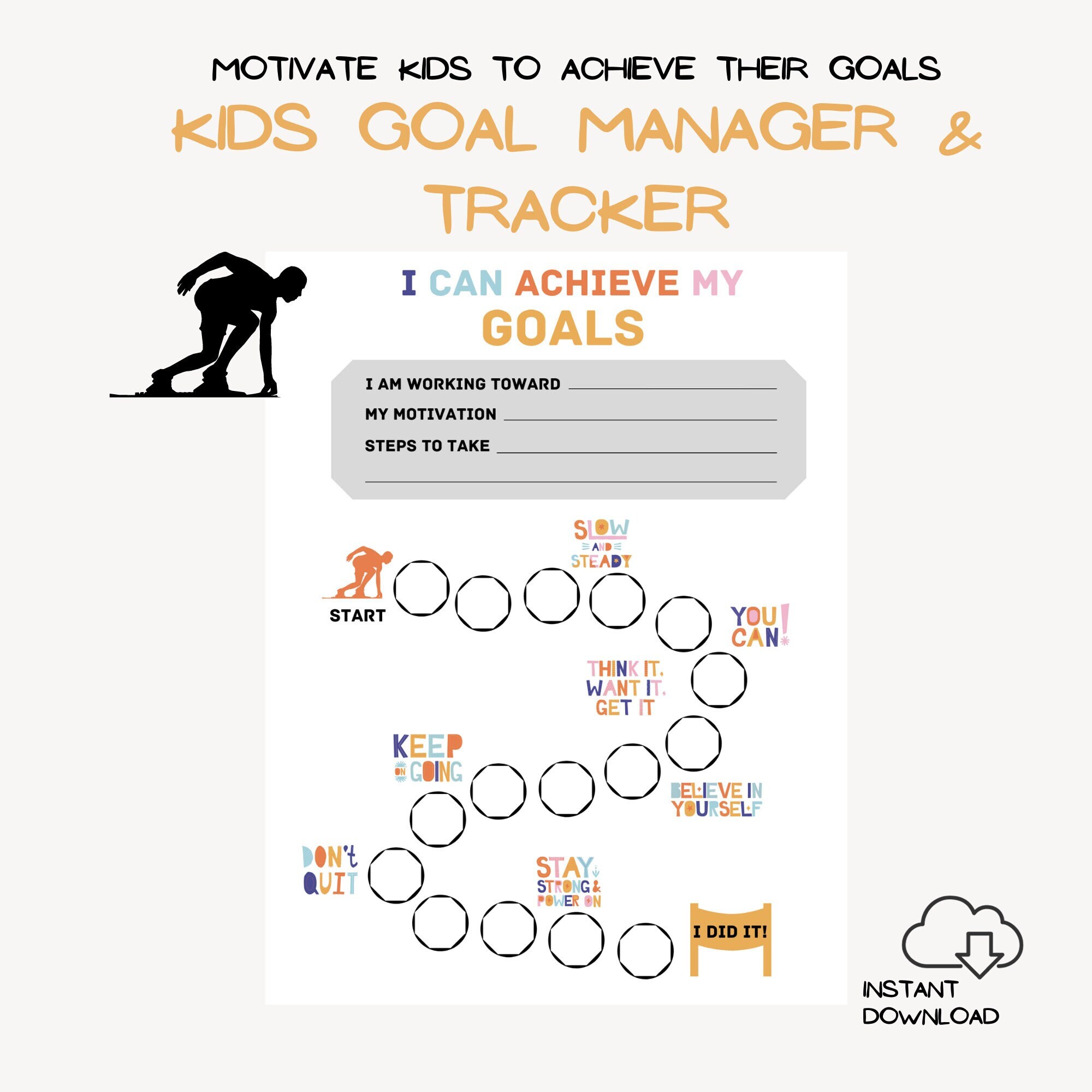 Kids Goal Manager and Tracker Chart Printable Goal Manager and Tracker ...
