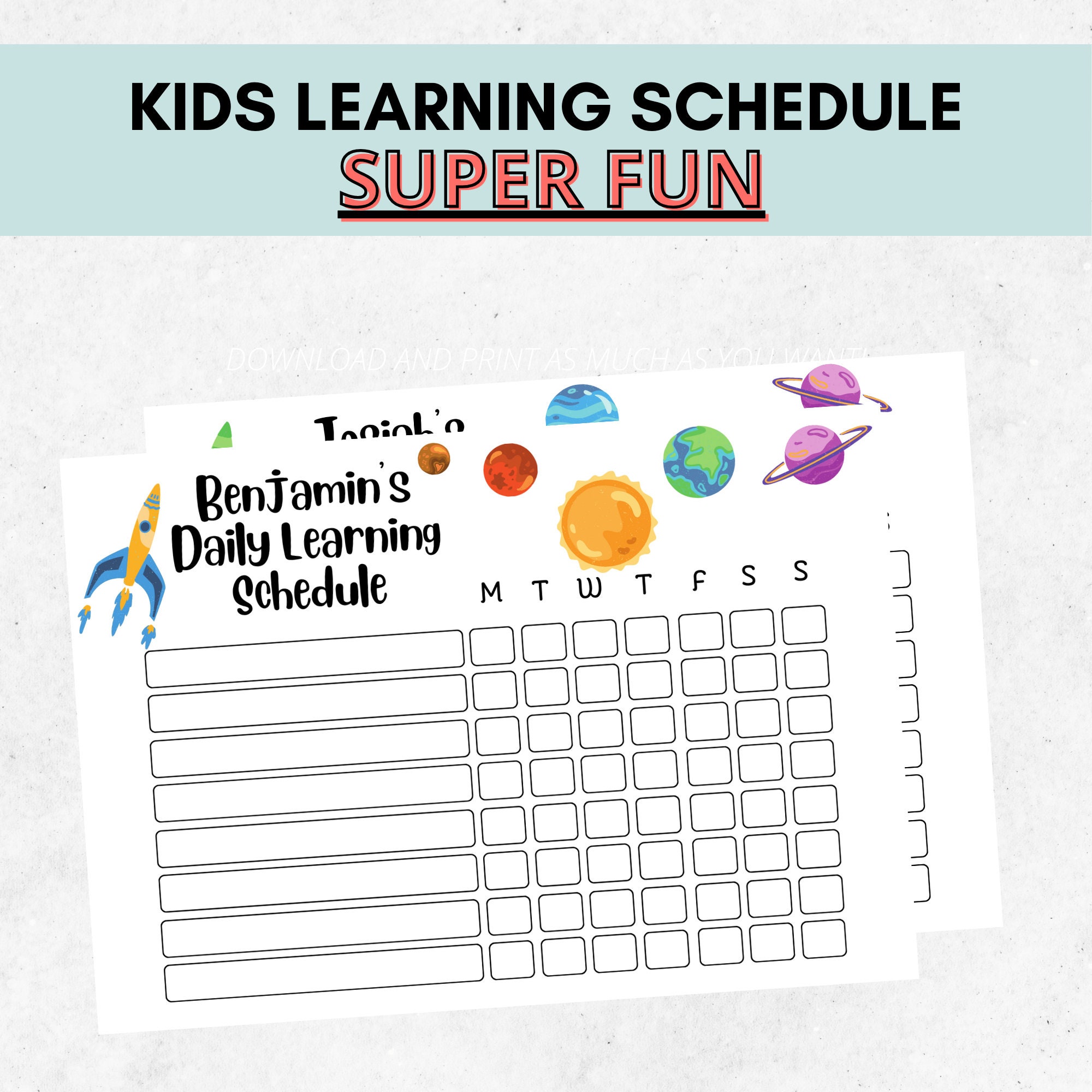 Daily Learning Schedule | Printable Kids Reading Chart | Daily Reading ...