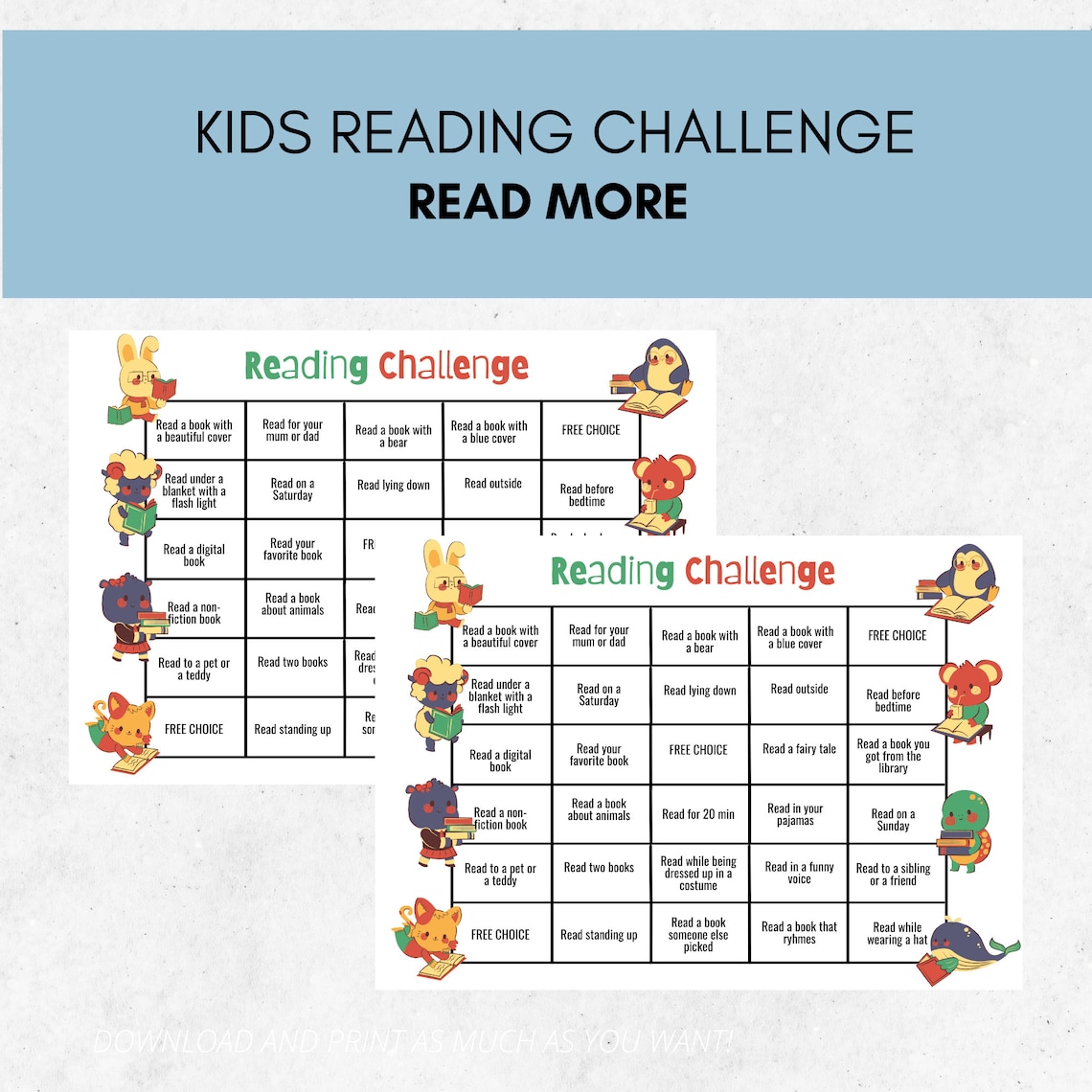 Kids’ Reading Challenge | Printable Kids Reading Chart | Daily Reading ...