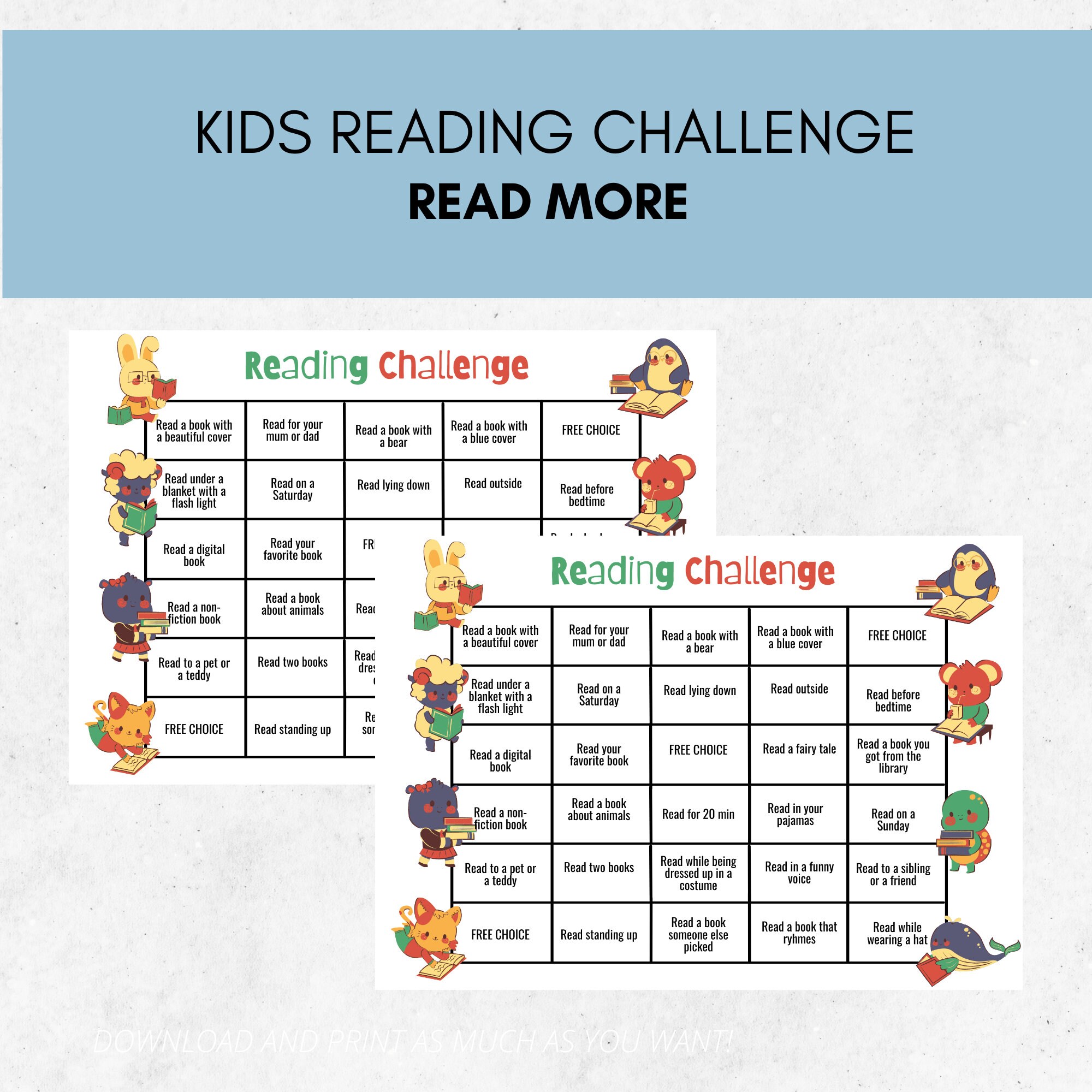 Kids’ Reading Challenge | Printable Kids Reading Chart | Daily Reading ...