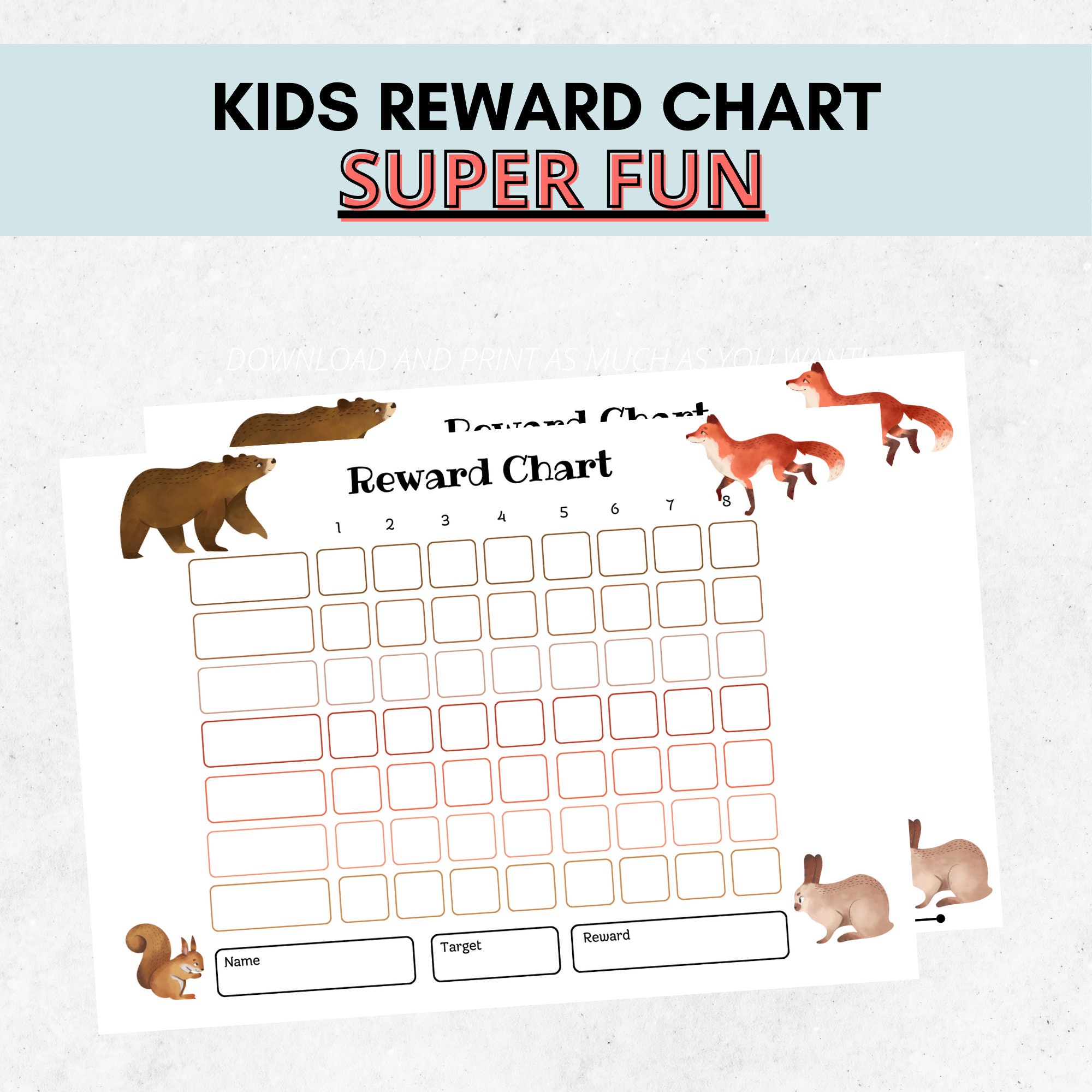 Kids Reward Chart Multiple Kids Reward Chart Editable & Printable ...